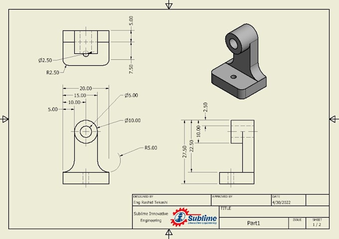 Create a 3d mechanical part and assembly by Rashidtakesh | Fiverr
