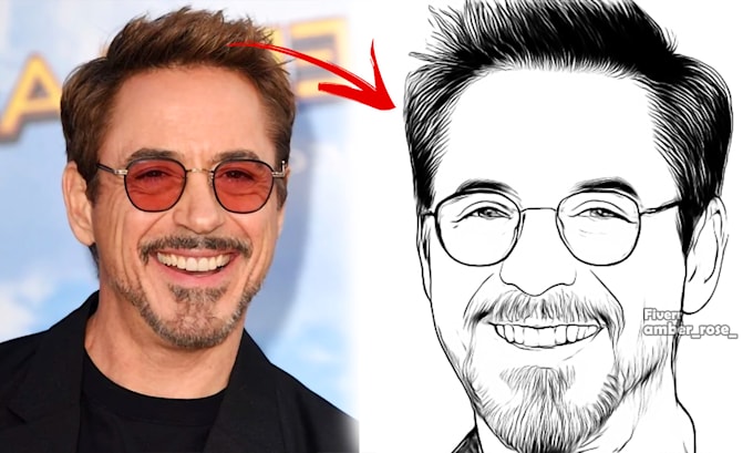 Draw your portraits into realistic line art by Amber_rose_ | Fiverr