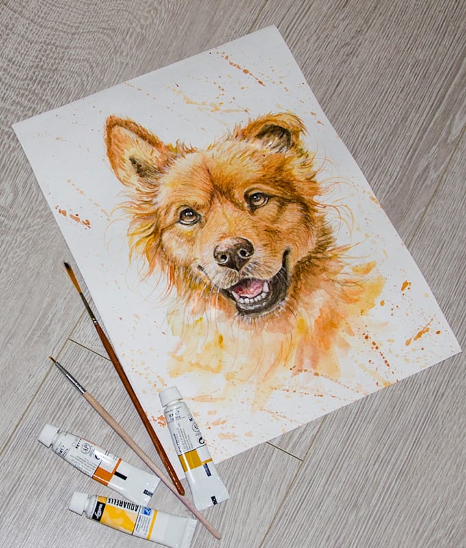 Draw a watercolor portrait of your pet by Olhavlas | Fiverr