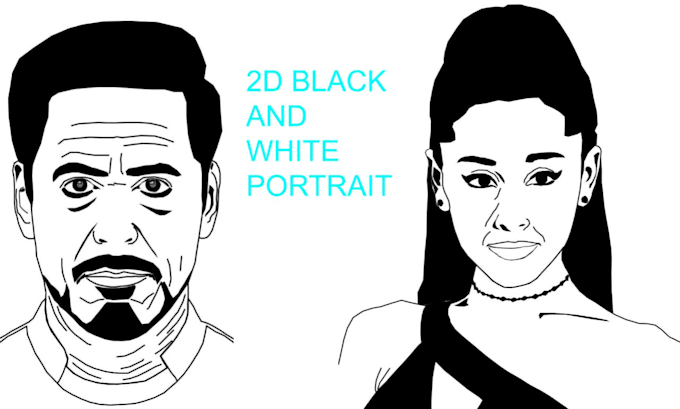 Create a 2d black and white portrait from your picture by Owuorian | Fiverr