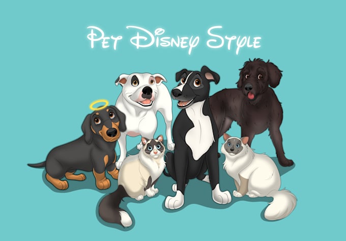 Draw your cute pet into disney cartoon portrait style by Pic_cartoon ...