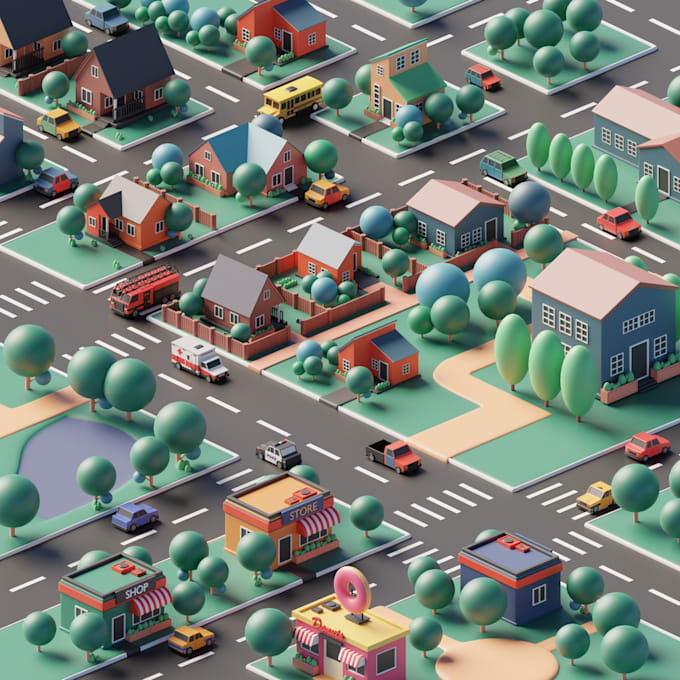 Create amazing 3d low poly isometric environment scene in blender by ...