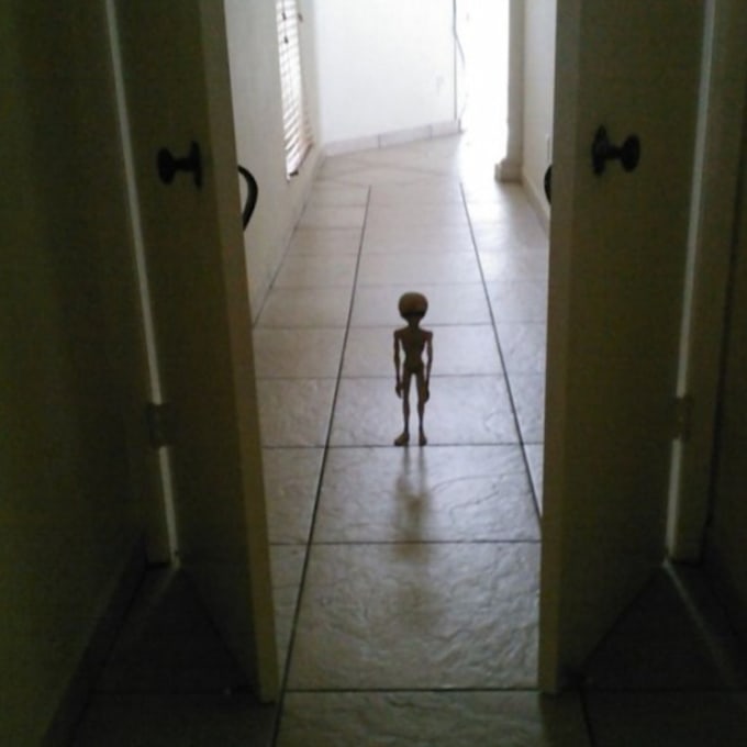 Draw your character in the alien in the doorway meme by Yuyumilky | Fiverr