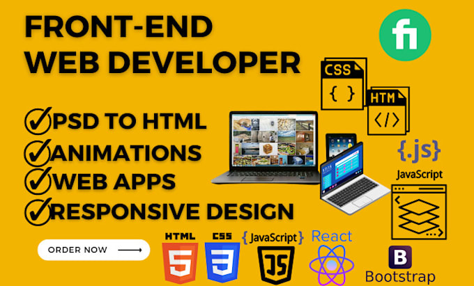 Be your frontend web developer using react,html ,css,bootstrap and ...