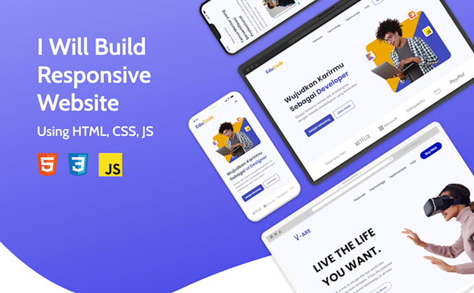 Build a responsive website with html, css, and javascript by Daffaazhar ...