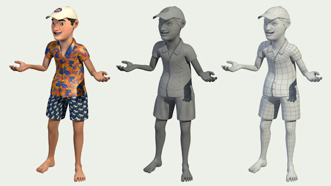 Create 3d realistic character, 3d character modeling, cartoon character ...
