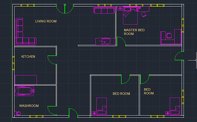 Draw your 2d house plan using autocad by Web_lakshika_ | Fiverr