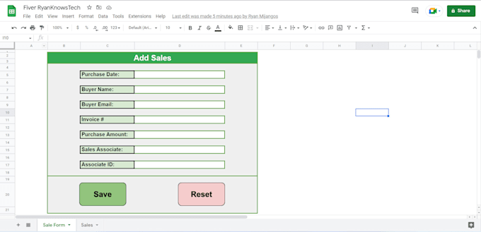 Create a custom google sheets data entry form using apps script by Ryanknowstech | Fiverr
