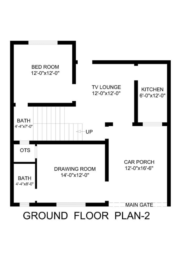 Design 2d drawing front elevation ground floor plane by Muhammadawai493 ...