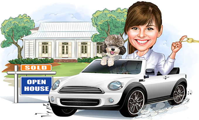 Draw creative real estate cartoon caricature for you by Ktlabs | Fiverr
