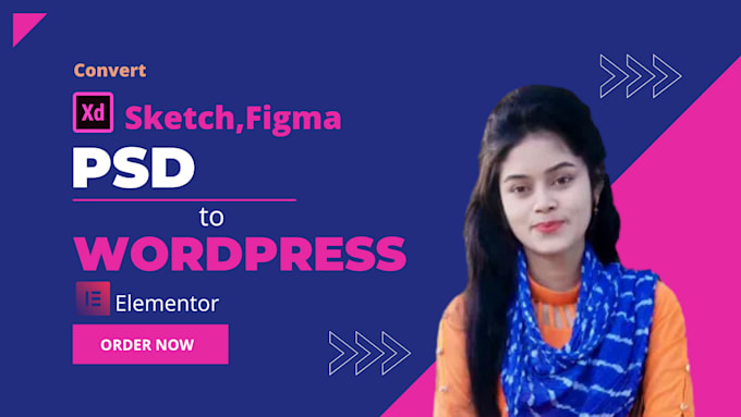 Convert psd xd sktech figma to wordpress website using elementor pro by ...