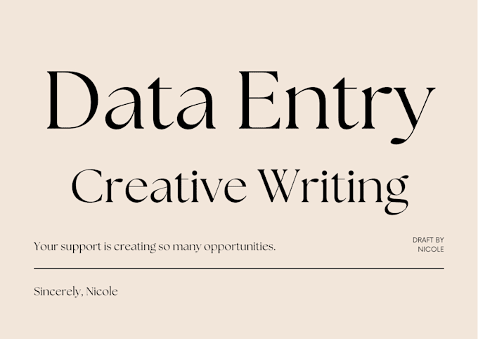 Do data entry and creative writing by Nicolealvarezz | Fiverr