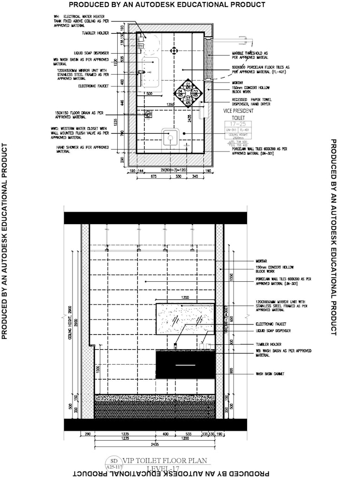 Draw your architecture wet area details drawing by Asifa181 | Fiverr