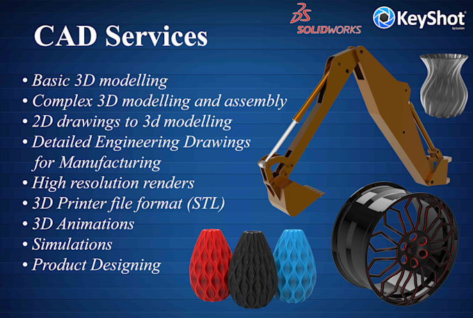 Do 3d cad modeling, 3d printing, 2d drawings, rendering in solidworks by Sandaruwanisuru | Fiverr