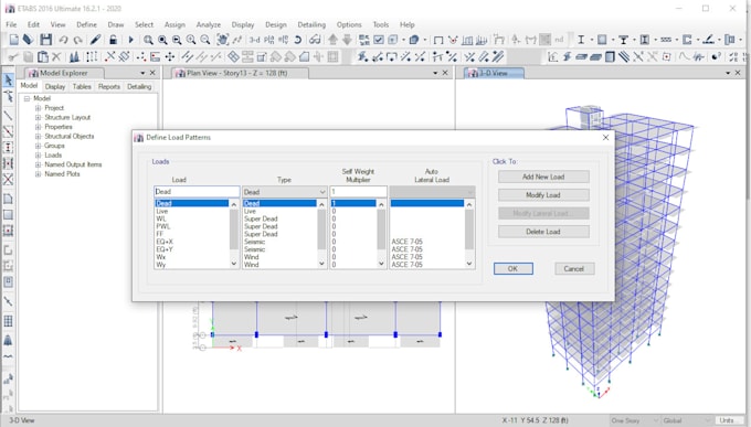 Define load patterns and create section property in etabs by Momenmiabd | Fiverr