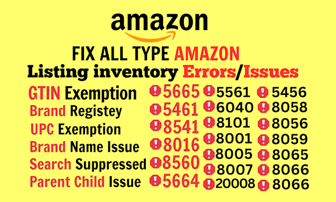 Fix amazon listing issues, listing error code 5665, 8541, approve gtin ...