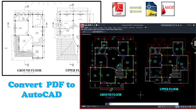 Convert pdf to autocad, image or pdf to cad, hand sketch to autocad,dwg ...