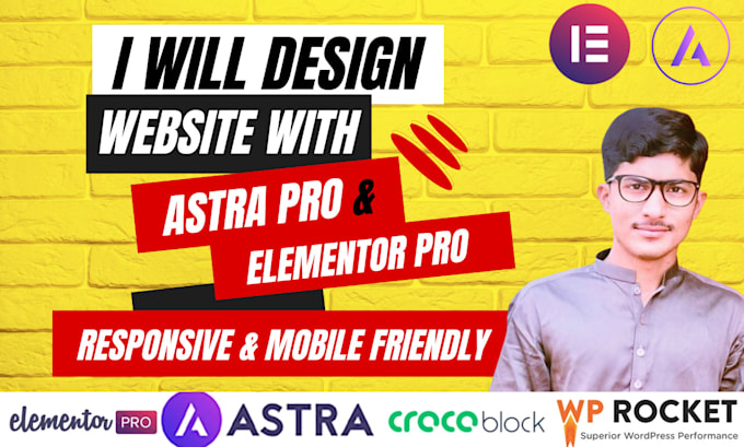 Design responsive wordpress website using astra pro and elementor pro by Awaispro_tech | Fiverr