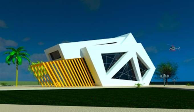 Make a custom 3d futuristic metaverse building or house on decentraland ...