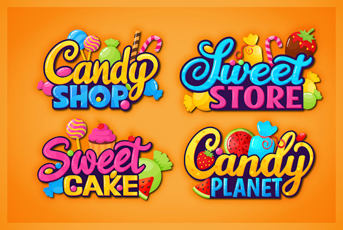Design sweets, chocolate, candy, cupcake, fast food and bakery logo by ...