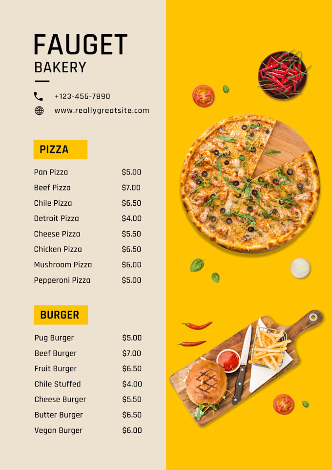 Design eye catching food and restaurant menu by Waqasshah756 | Fiverr