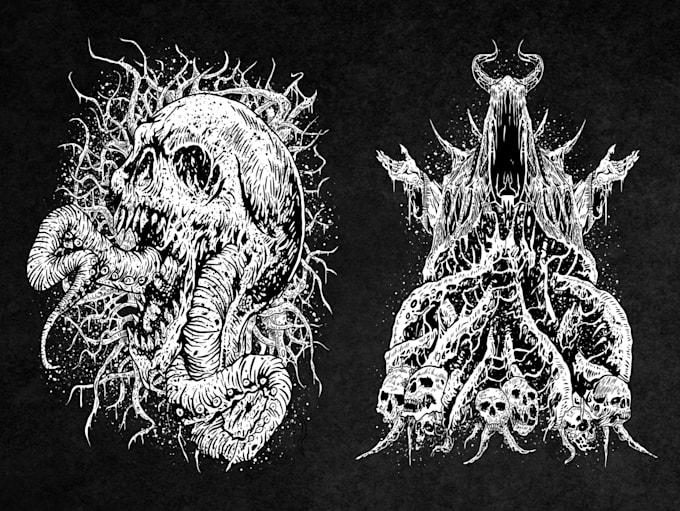 dark art skull drawings