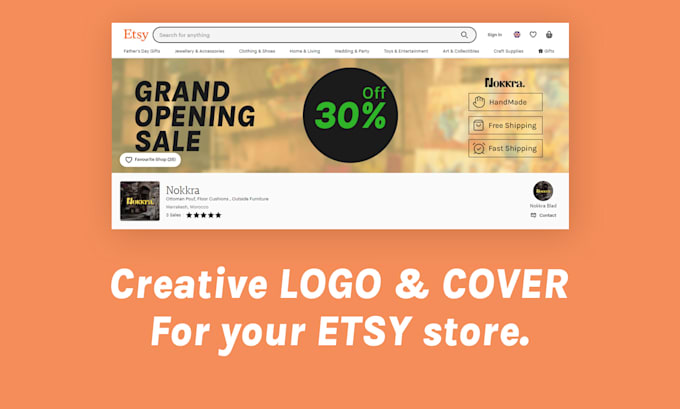 Design creative logo and cover for your store in etsy by Otmanhunter | Fiverr