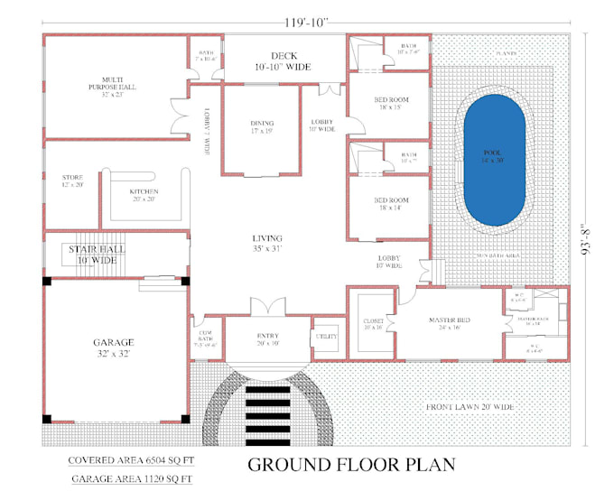 Draw architectural 2d floor plan autocad by Hami1245 | Fiverr
