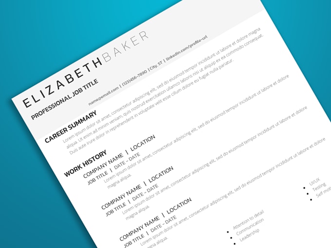 Design a custom, minimal resume template by Cspencermedia | Fiverr