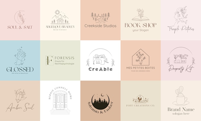 Design beautiful custom modern hand drawn botanical and feminine boho ...