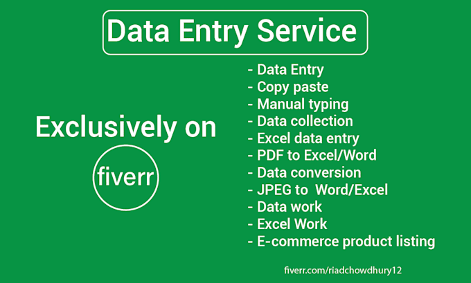 Do correctly data entry work by Riadchowdhury12 | Fiverr