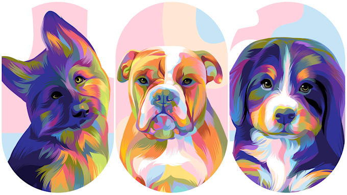 Draw colorful pop art for your dog, cat or other pet by Nopalartwork ...