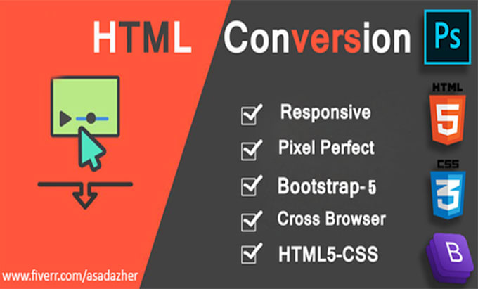 Convert psd, figma, xd, or sketch into html5 by Asadazher | Fiverr