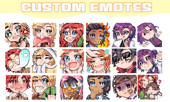 Draw cute character emotes by Melody_elodie | Fiverr