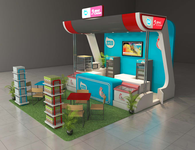 Design 3d pop, posm, stall, booth, stand, kiosk by Shossain2022 | Fiverr