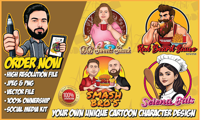 Create cartoon logo, fast food, bakery, kitchen, pizza, cafe by ...