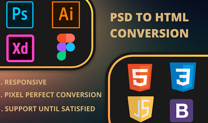 Convert Psd Figma To Html Css Bootstrap And Responsive By Ahsan 090 Fiverr
