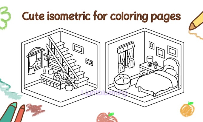 room coloring pages cute