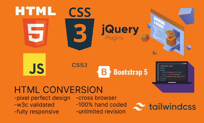 Convert psd to html with css, bootstrap and tailwind by Kzisaeed | Fiverr