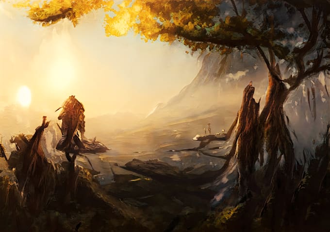 Draw fantasy concept art, environment and landscape design by ...