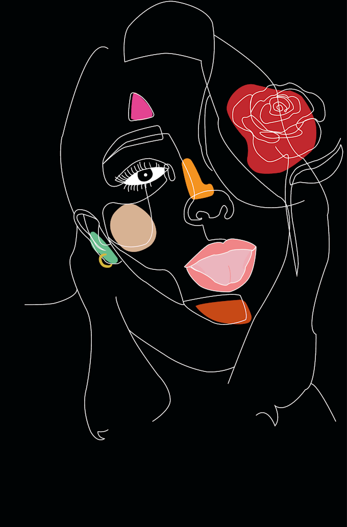 Draw a minimalist line art illustration, one line art, people line art ...