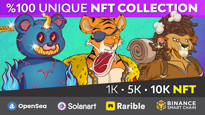 Design 100 1k 5k 10k professional unique nft collection by Pro_design_nft | Fiverr