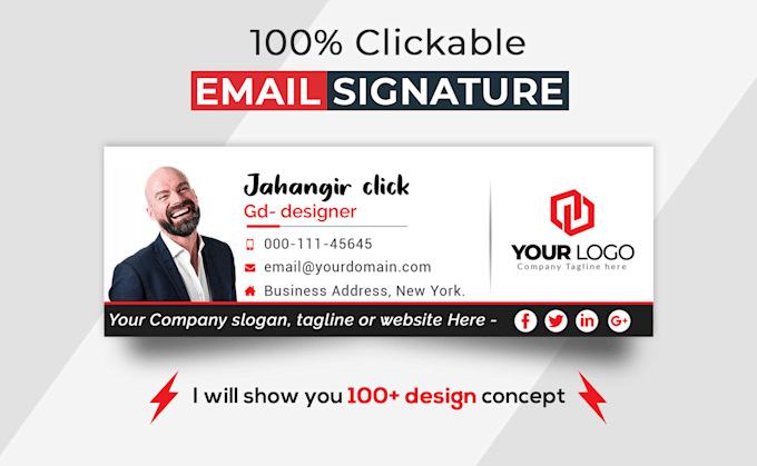 Create a professional clickable html email signature by Malik065 | Fiverr