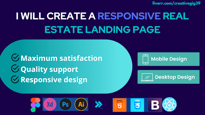 Create responsive real estate landing page by Creativegig39 | Fiverr