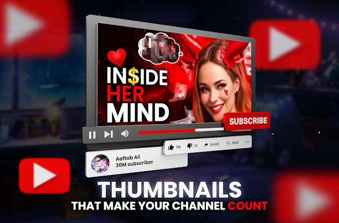 Design amazing viral thumbnails for your youtube video by Aaftab_ali ...