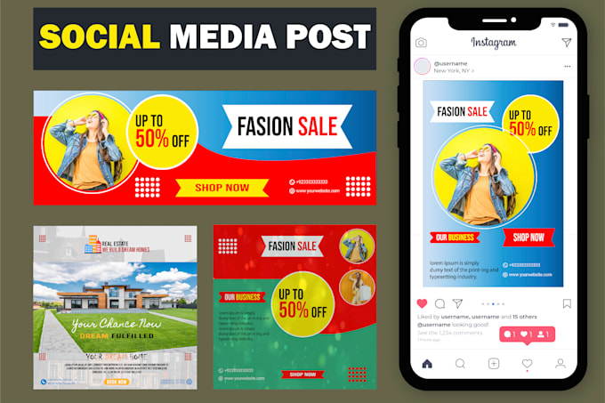 Design professional facebook instagram link din banners content creator ...