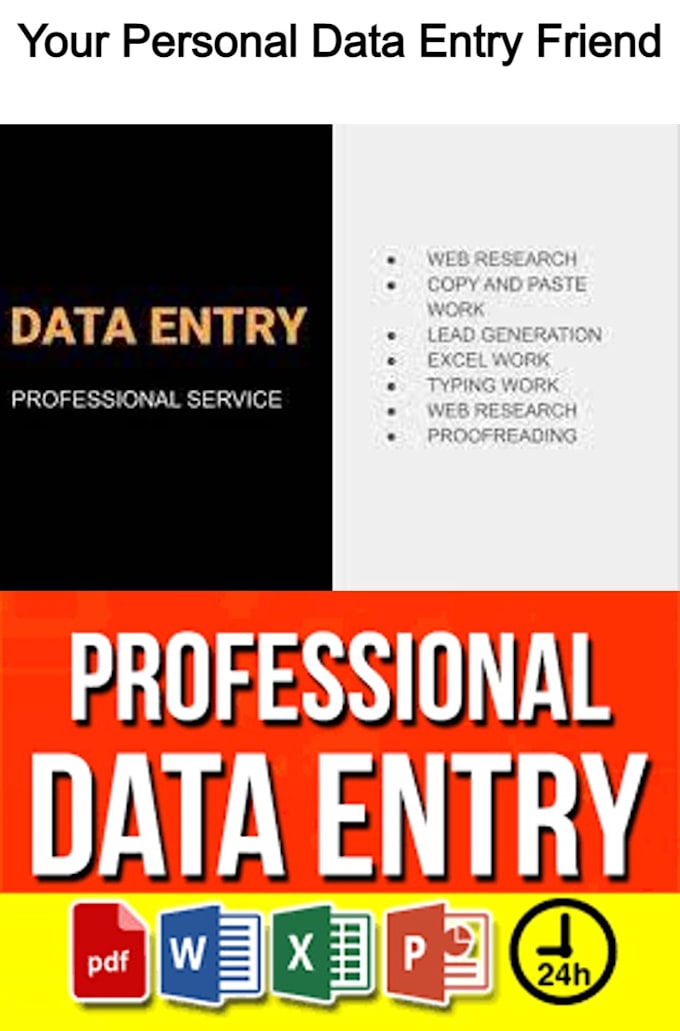 Be your personal data entry officer,im good at ms office by U ...