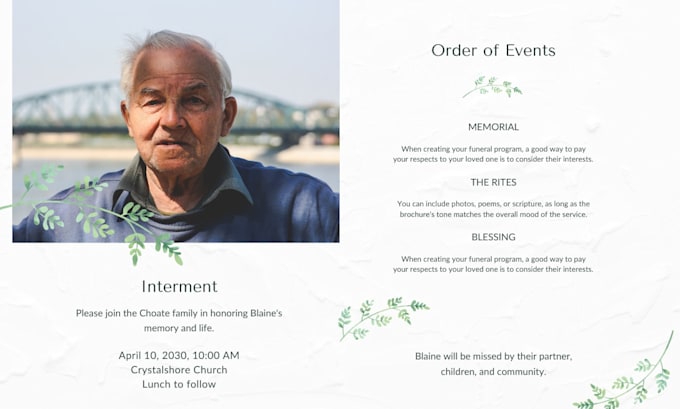 Make funeral flyers, birthday cards, and food menu by Yourecommerceva ...