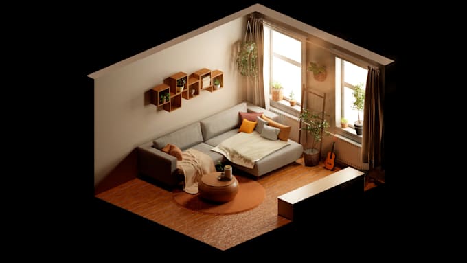 Create a 3d model of your room by Red_2022ember | Fiverr