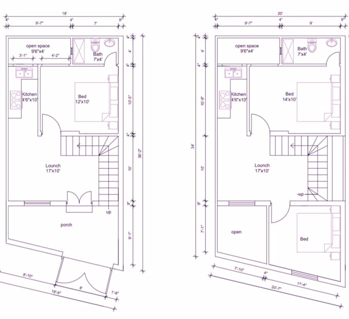 Draw 2d floor plans, layouts, sections and elevations by Ranamusharraf | Fiverr